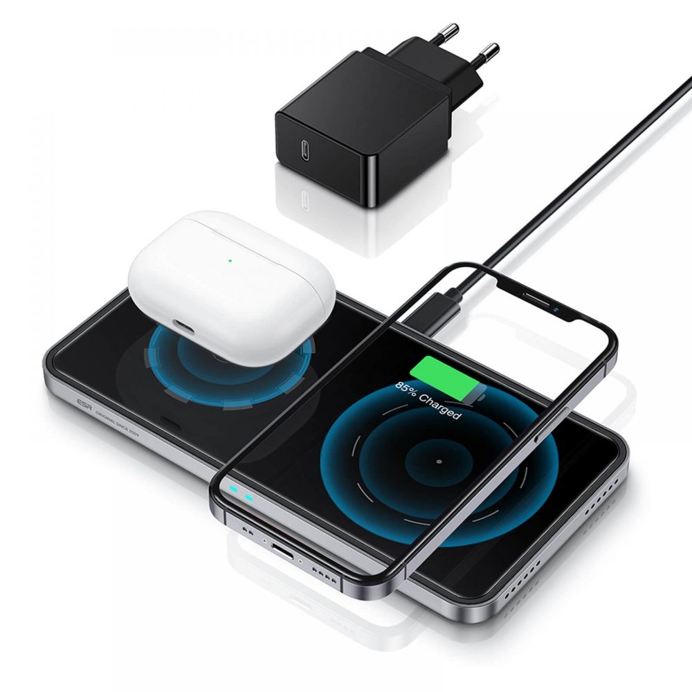 ESR Halolock 2in1 Magnetic Magsafe wireless Charger - Black
